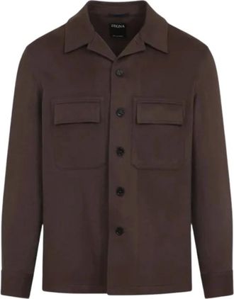Ermenegildo Zegna Homme, Chemises, Brun, Taille: XL Cashmere Overshirt