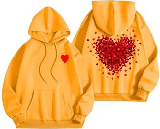 Generic Sweat &agrave; capuche &agrave; manches longues pour la Saint-Valentin 2026 pour femmes (4), jaune, XXL