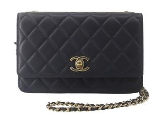 Chanel Quilted Black Leather Mini Flap Bag with Gold Tone Hardware Size M