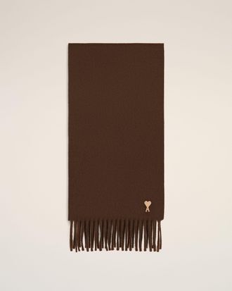Ami Ami Paris - Echarpe marron en laine patch Ami de Coeur Marron Chocolat - TU - Unisex