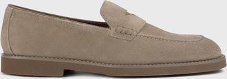 Doucal's Handgefertigte Mokassins aus sandfarbenem Veloursleder in