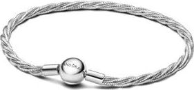 Pandora Moments 593757C00-19 Bracelet à maillons serpent torsadés en argent sterling avec fermoir rond Taille 19 cm, 19cm, Argent sterling, Pas de gemme