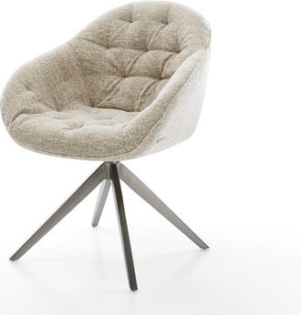DELIFE Drehstuhl Gaio-Flex Webstoff Soft Beige Kreuzgestell breit Graphit 360&deg; drehbar Wippfunktion, Esszimmerst&uuml;hle