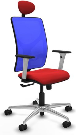 Piqueras y Crespo Verstellbarer Stuhl mit wei&szlig;en und schwarzen Armlehnen, h&ouml;henverstellbarer Lendenwirbelst&uuml;tze und festem Kopfteil, ausgestattet mit 3 Positionen, Blau