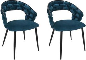 The Home Deco Factory HD0357, Set mit 2 Entenblauen Sawyer-Stühlen, Lounge Edition, Möbel, Sitz, Tischsessel, 66 x 82 x 54 cm, Sitzhöhe 47 cm, Blau Schwarz