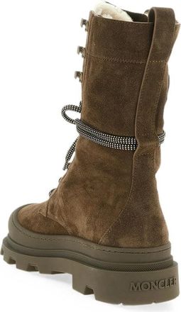 Moncler Shearling-Lined Suede Boot - Brown