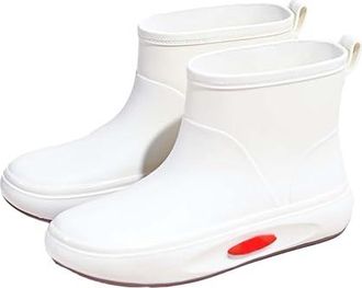 Generic Chaussures de pluie décontractées pour femme - Bottines courtes - Bottes de pluie pour femme - Pointure 45, blanc, 37.5 EU