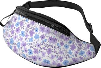 Generic Stylisch Waist Fanny Pack Hellvioletter Blumendruck G&uuml;rteltasche Waist Fanny Pack Sporttasche F&uuml;r Aktivit&auml;ten Herren Outdoor 14X35Cm