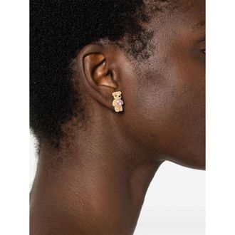 Yvmin Bear Motif Flocked Stud Earrings - Brown