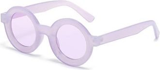 Generic Lunettes de soleil rondes pour femme UV400 vintage punk orange thé dégradé lunettes de soleil tendance hommes, Violet, Taille unique