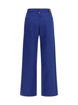 Max Mara Womens Cotton And Linen Pants Bluette Cotton; Trousers