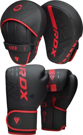 RDX Sports Boxhandschuhe und Pratzen Set, Kampfsport Handpratzen, Muay Thai Boxpratzen Mitts, MMA Training Boxen Pads, Sparring Schlagpolster, Kickboxen Schlagki