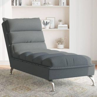 vidaXL Chaise longue avec coussins gris foncé tissu Vidaxl
