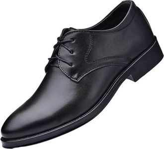 Generic Chaussures habillées Formelles for Hommes, Chaussures Derby à Lacets et Bout Rond en Cuir PU, Semelles en Caoutchouc antidérapantes, Chaussures Basses