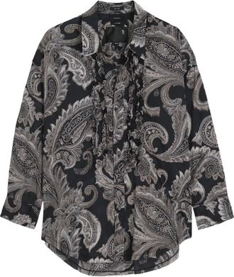 R13 Femme, Blouses et Chemises, Noir, Taille: 40 FR Shredded Seam Ruffle Shirt