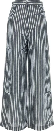 Lois Striped Chambray Wide-Leg Jeans - Gray
