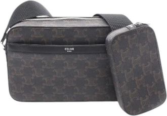 Celine Pre-owned Sac bandouli&egrave;re Triomphe en toile enduite PVC et cuir - Homme - Pre-owned - Brun - Taille: ONE Size