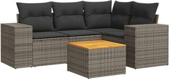 vidaXL Vidaxl - Salon de jardin 5 pcs avec coussins gris r&eacute;sine tress&eacute;e
