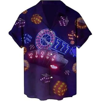 Keephen TangoDS Poker Impression 3D Chemise &agrave; Boutons Chemise Hawaiienne Femmes Hommes Cool Taille Large &Eacute;t&eacute; Manches Courtes Chemise