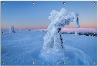 Wallario Outdoor-Poster f&uuml;r Garten oder Balkon Schneeskulptur, Motivbanner Gr&ouml;&szlig;e: ca. 80 x 120 cm, Outdoor-Bild