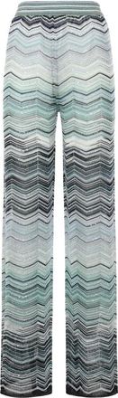 Missoni Femme, Pantalons, Multicolore, Taille: 40 FR Pantalon Large en Viscose Lam&eacute; Chevron avec Sequins