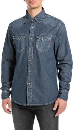 Replay M4981 Chemise, Bleu fonc&eacute; (007), XXL Hommes