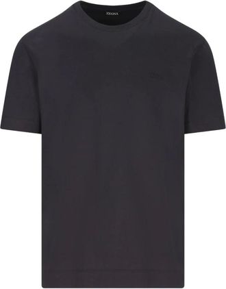 Ermenegildo Zegna Homme, Tops, Bleu, Taille: L T-shirt &agrave; Col Rond