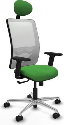 Piqueras y Crespo Zulema Lumbarstuhl mit 2D-Armlehnen und festem Kopfteil, ausgestattet mit Sincro 3 Positionen und Schneideschaum, mit Rollen von 65 mm, Nylon, Wei&szlig;/Gr