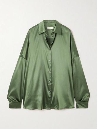 Dries Van Noten Chemise Oversize En Satin De Soie Casia - Vert