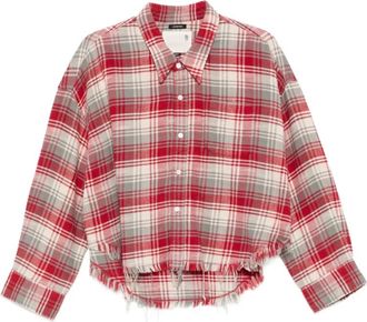 R13 Femme, Blouses et Chemises, Multicolore, Taille: 38 FR Cropped Frayed Plaid Shirt
