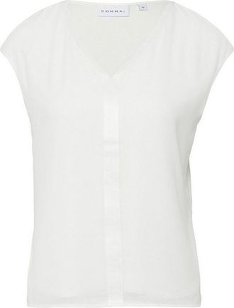 Comma Kurzarmshirt T-Shirt Blusenshirt im Fabricmix mit Satinkante