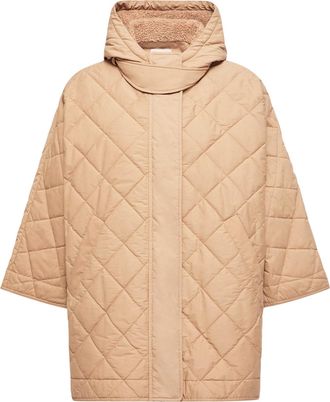 Moncler Moncler Diamond-quilted Hooded Cape, Women, Beige, Size: One Size