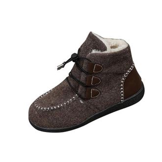 Generic Bottes dhiver confortables et d&eacute;contract&eacute;es pour femme - &Eacute;l&eacute;gantes - Doublure en fausse fourrure - Bout rond - Talon plat - Confortables et chaudes - 