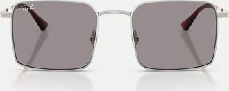 Ray-Ban Idan - Lunettes de soleil carr&eacute;es &agrave; verres gris - Argent&eacute;