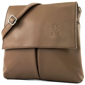 modamoda.de T63 Damen Nappaleder Umh&auml;ngetasche Schultertasche handmade in Italy, Farbe:Toffee