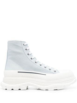 Alexander McQueen bottines Tread Slick en toile - Bleu