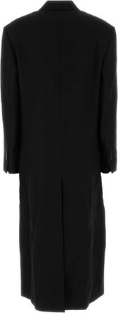 Ami Virgin Wool Double-Breasted Shawl Collar Coat - Black