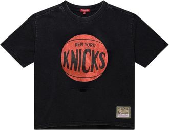 Mitchell & Ness Femme, Tops, Noir, Taille: 36 FR Boxy Cropped T-Shirt