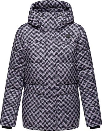 Ragwear Veste dhiver pour femmes, veste matelassée chaude, imperméable et coupe-vent avec motif pied-de-poule tendance et capuche Wikesh Print YOUMODO XS-6XL,