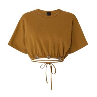 Pinko Pinko, Femme, Tops, Brun, Taille: 40 FR Ariano T-shirt