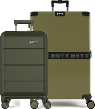 Onyx Kofferset 2 teilig Hartschale - 35L, 100L Hartschalenkoffer Set inkl. Handgepäck-Koffer mit Laptopfach, TSA-Schloss und leisen 360°-Rollen - Reisekoff
