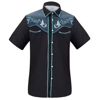 Generic Chemise &agrave; manches courtes pour homme, grande taille, boutonn&eacute;e, coupe d&eacute;contract&eacute;e, col standard, chemise d&eacute;t&eacute; l&eacute;g&egrave;re et respirante, cardigan d&eacute;contra