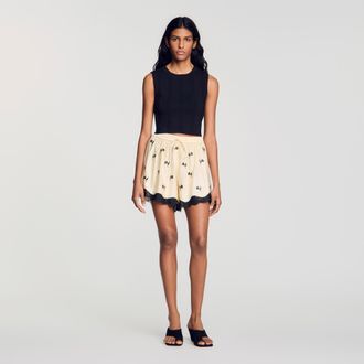Sandro Short brod&eacute; &agrave; fleurs
