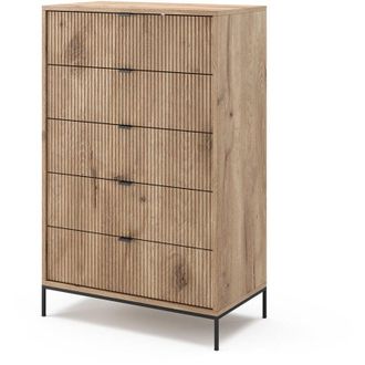 Vicco Commode Eliza - Ch&ecirc;ne Viking - 76 x 120 x 42 cm - 5 tiroirs - Panneau de particules m&eacute;lamin&eacute; - Facile &agrave; entretenir