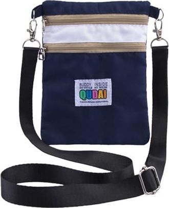 Generic Mini sac &agrave; bandouli&egrave;re - Sac &agrave; main unisexe en toile de coton pour le rangement de petits objets, trois couches pour cartes, cl&eacute;s, pi&egrave;ces de monnaie e