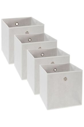 CARRYHOME Faltbox, Silber, Weiß, Metall, Textil, Karton, 32x32x32 cm, faltbar, Ordnen & Aufbewahren, Aufbewahrungsboxen, Faltboxen