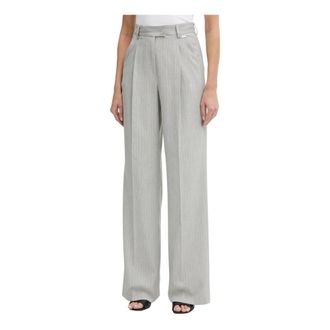 Fracomina Pantalon Palazzo &Eacute;vas&eacute; &agrave; Rayures Tennis - Femme - Pantalons - Gris - Taille: 40 FR
