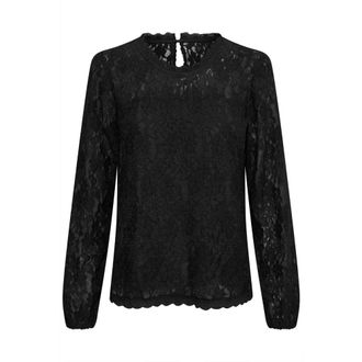 Cream Chemisier en dentelle &agrave; manches longues - Femme - Blouses et Chemises - Noir - Taille: 38 FR