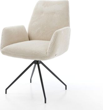 DELIFE Esszimmerstuhl Zoa-Flex Cord Beige Kreuzgestell konisch Schwarz Taschenfederkern, Esszimmerstühle