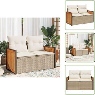vidaXL Gartensofa mit Kissen 2-Sitzer Beige Poly Rattan - Outdoor M&ouml;bel - Gartensofa - Esszimmerset - Balkonm&ouml;bel - Lounge Set